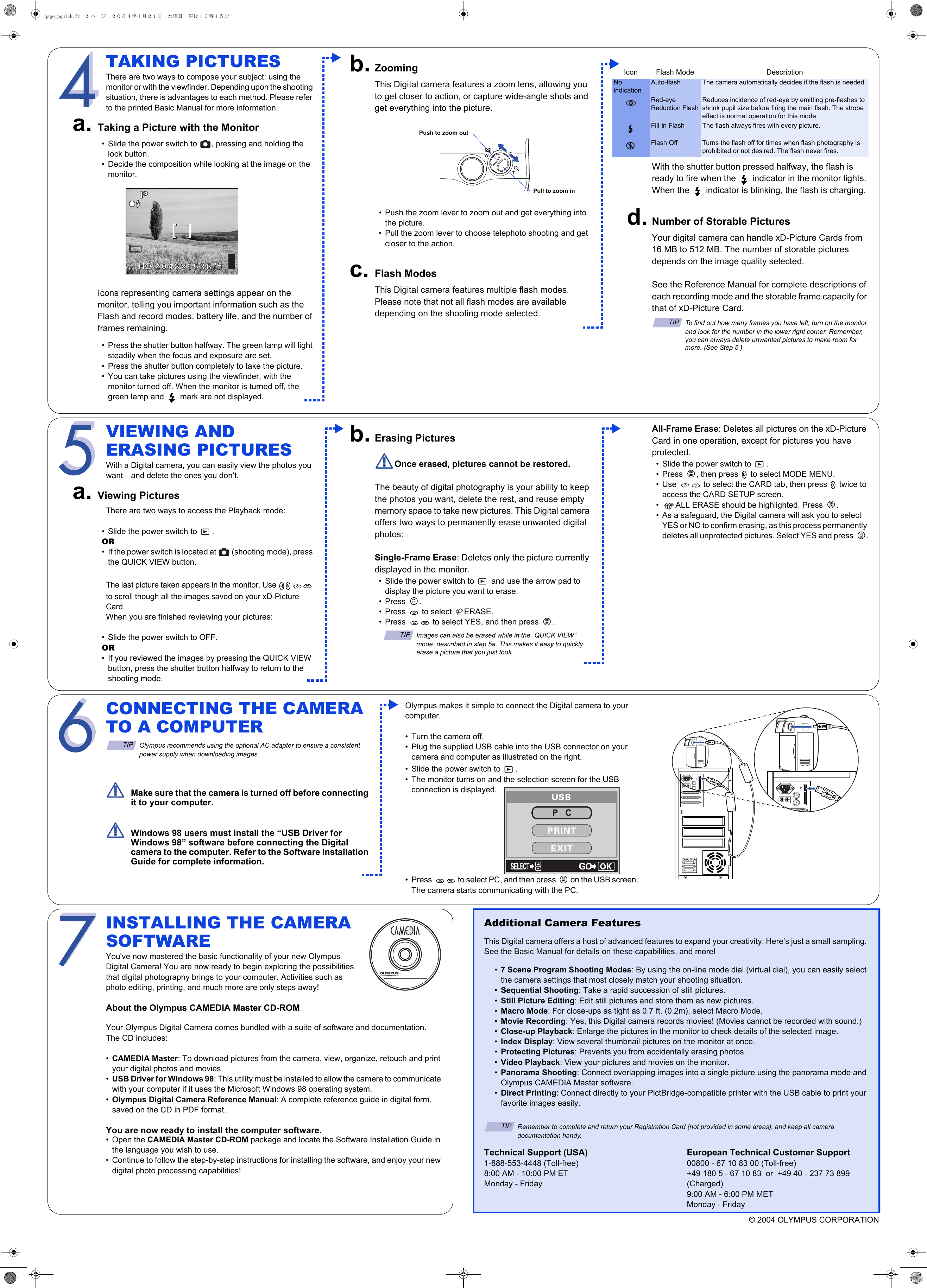Olympus Camedia C 310 Zoom Quick Start Manual Qsge_pquick