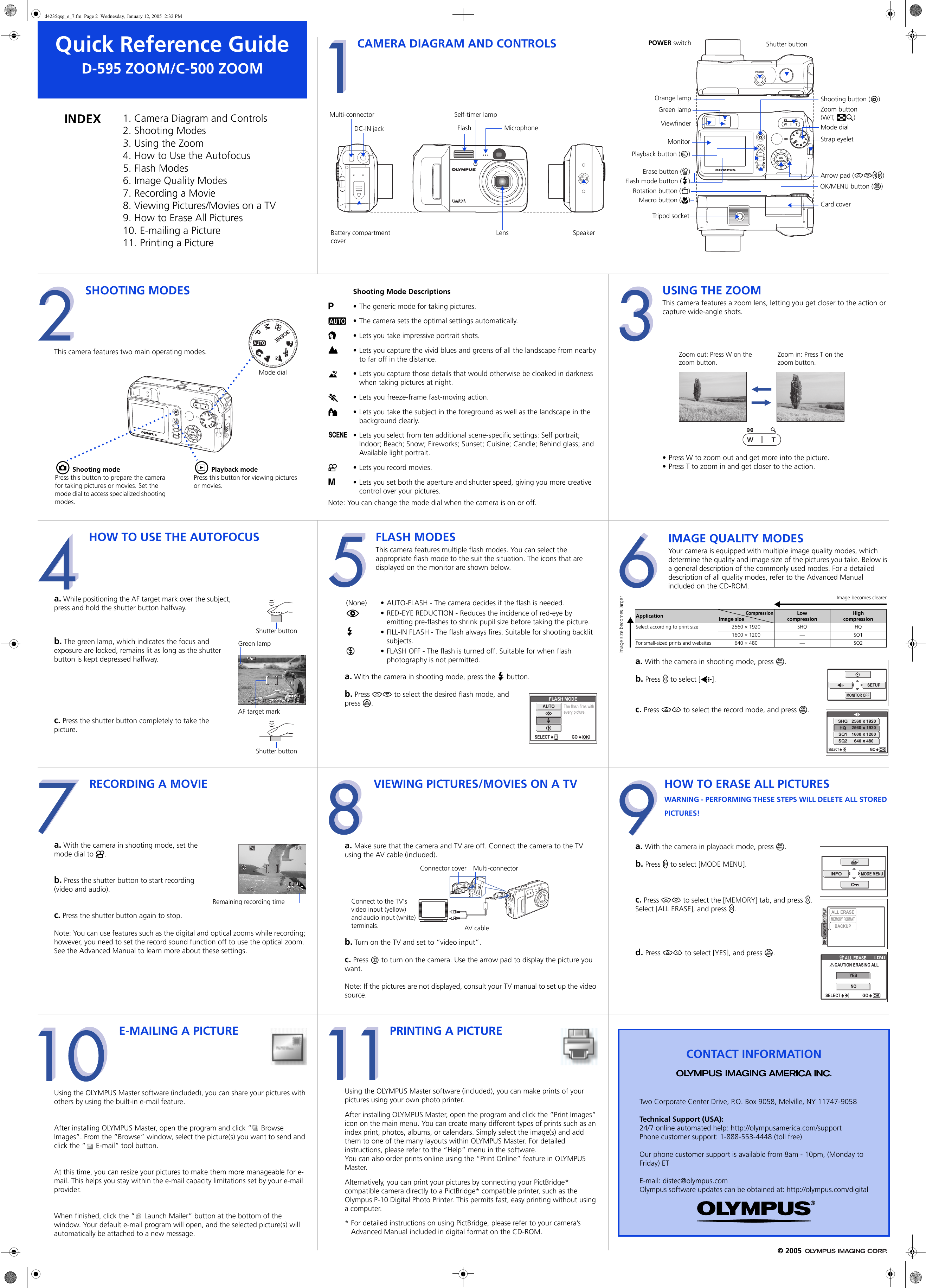 Olympus Camedia C 500 Zoom Quick Start Manual D 595_Zoom_Quick_Start ...
