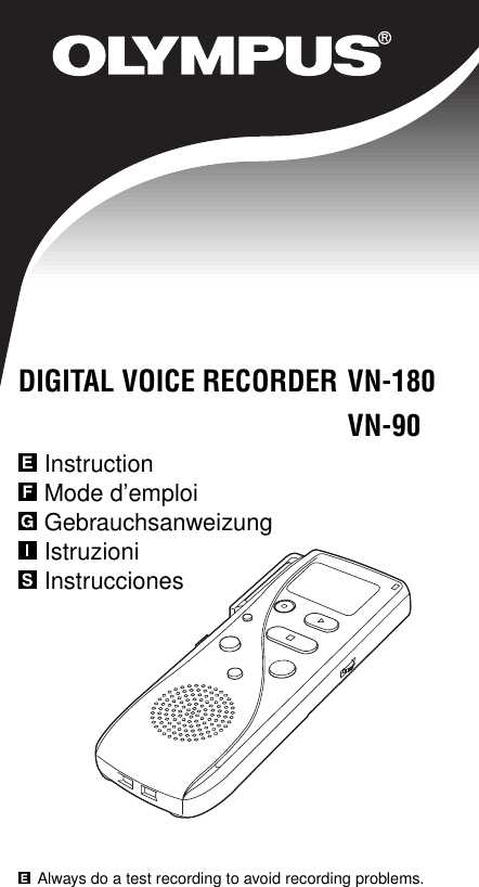 Olympus Microcassette Recorder Vn 180 90 Users Manual