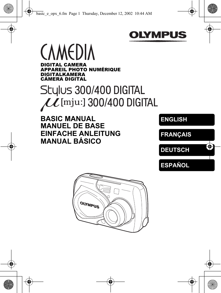 Olympus U 300 Digital Basic Manual Stylus_300_400_Digital_Mju_300_400 ...