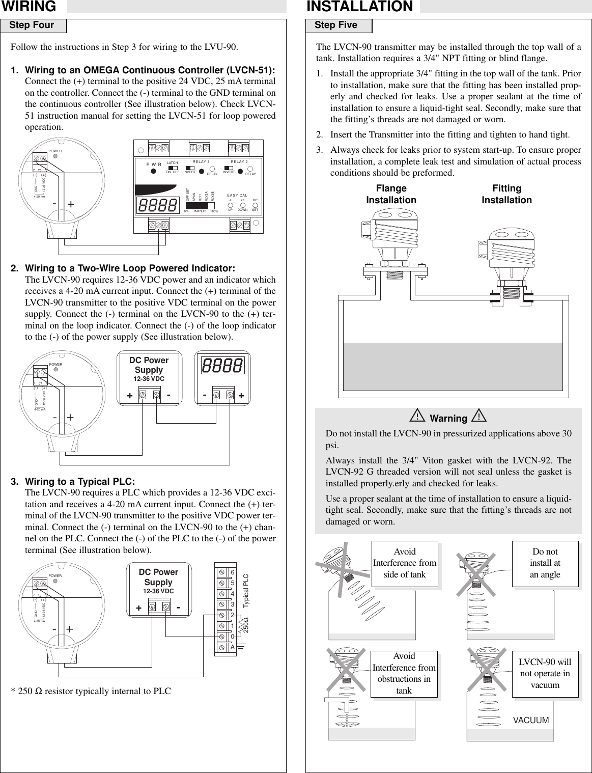 Omega Engineering Ultrasonic Level Transmitter Lvu 90 Users Manual