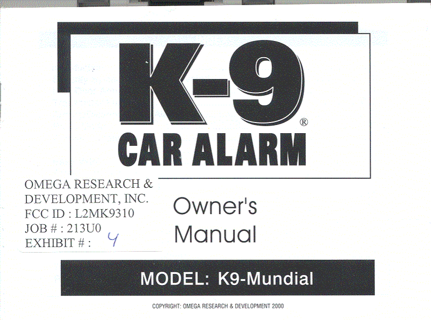 Omega Research and Development K9310 Security Device Transmitter User ...