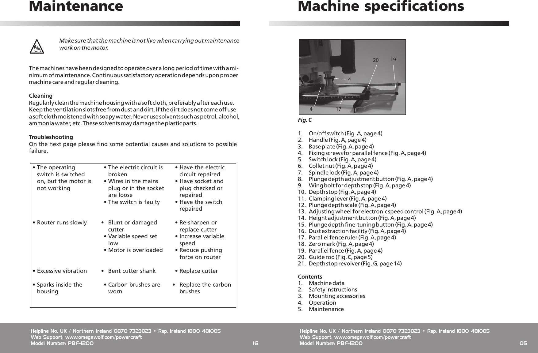 Omega Speaker Systems Power Craft 1200W Router Users Manual WSM6004 Ma ...