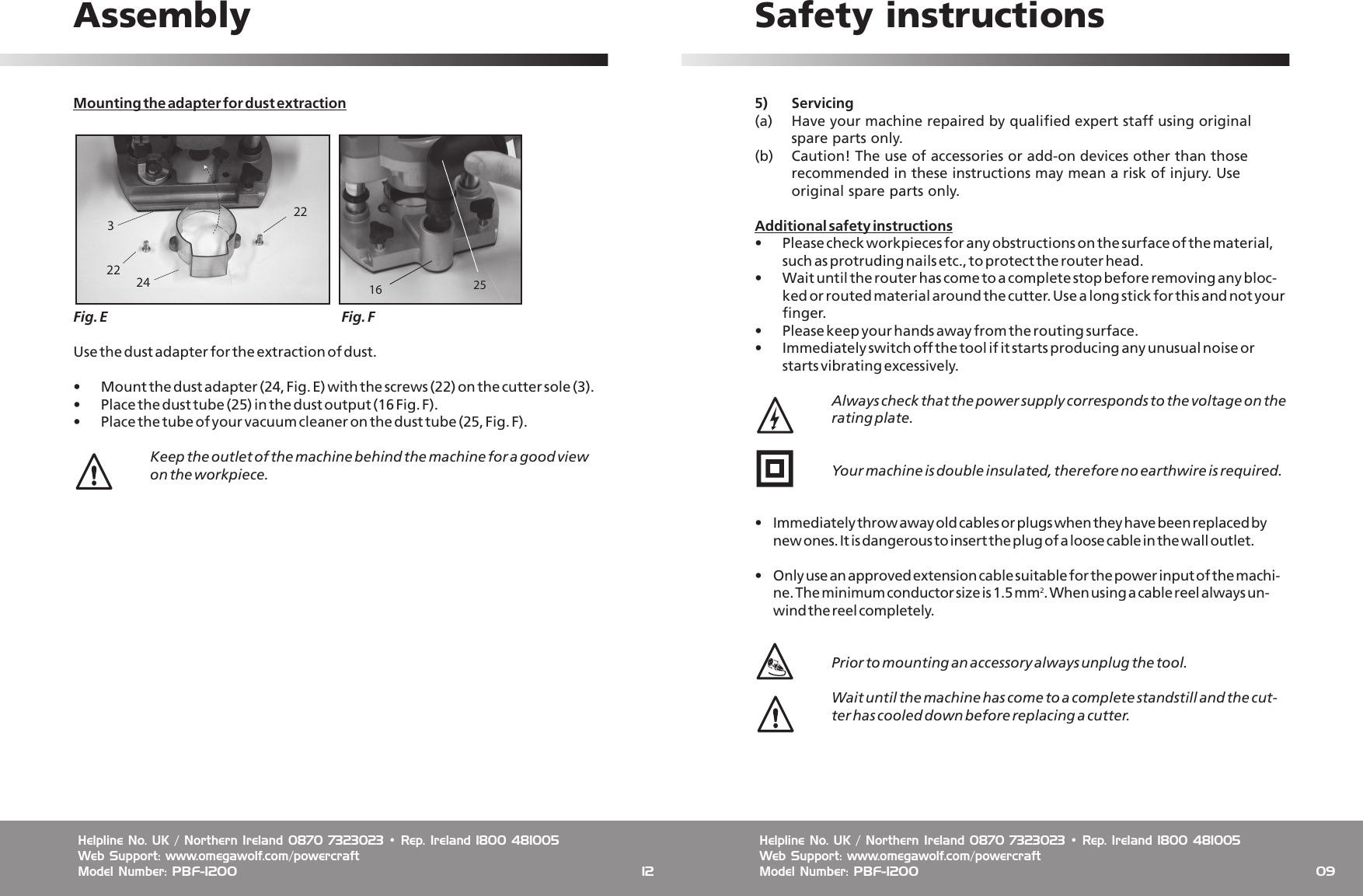 Omega Speaker Systems Power Craft 1200W Router Users Manual WSM6004 Ma ...