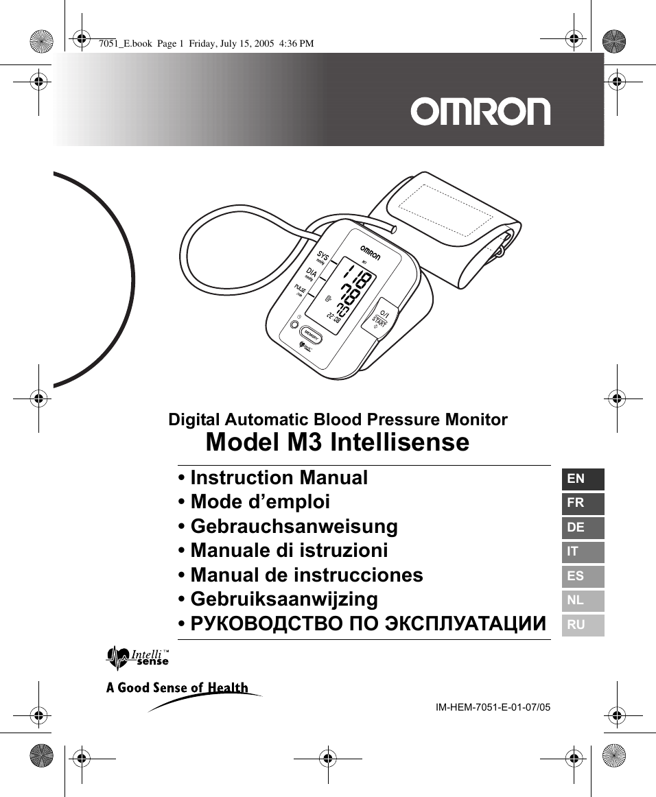 Omron Healthcare M3 Users Manual 7051_E All Languages