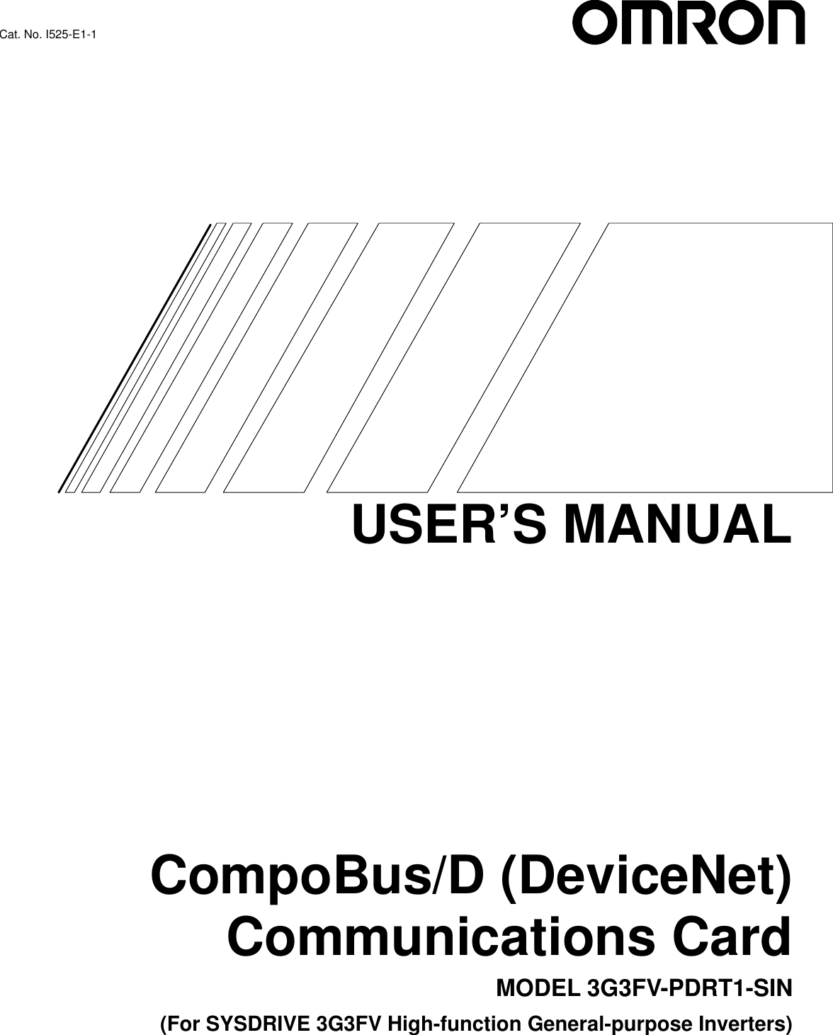 Omron Compobus D Devicenet Communications Card 3G3Fv Pdrt1 Sin Users Manual