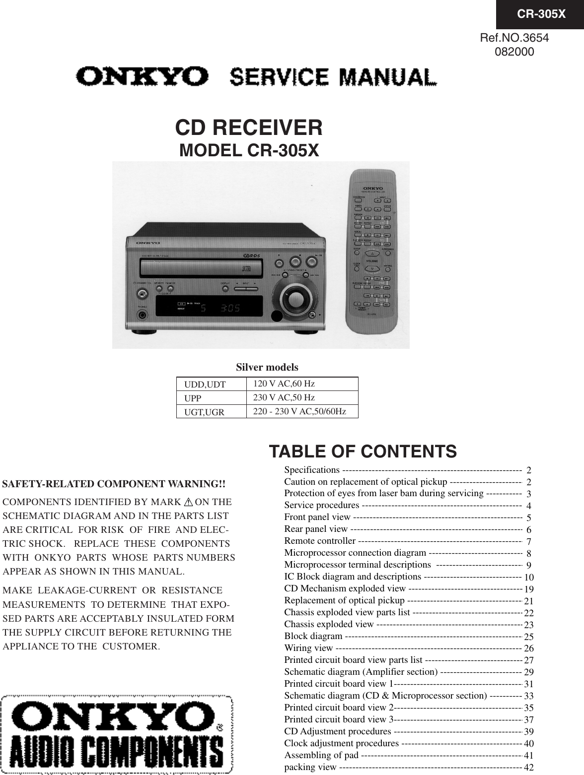 Onkyo Cd Receiver Cr 305X Users Manual