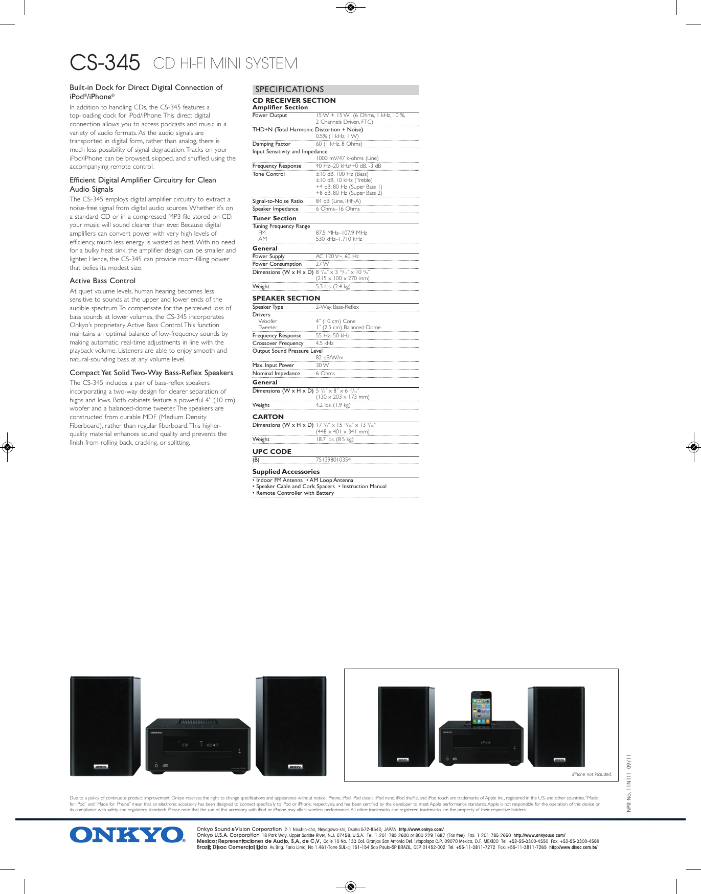 onkyo-cs-345-product-sheet