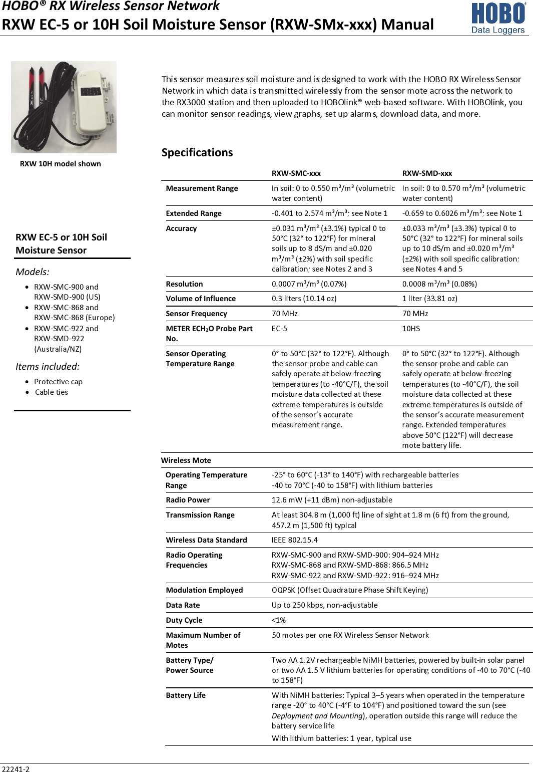 Onset Computer ONST6 HOBO RX Wireless Sensor Network User Manual 22241 ...