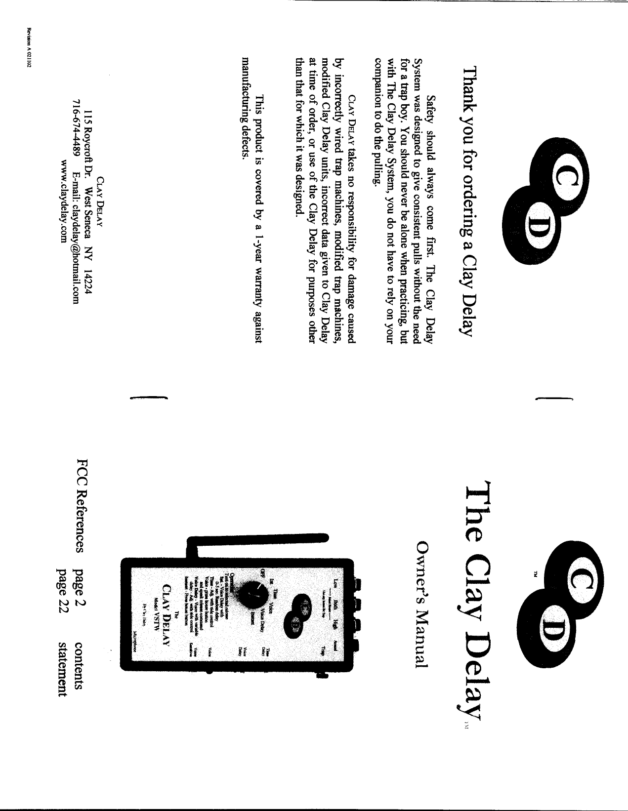 Opticom CDW Clay Delay Transmitter User Manual