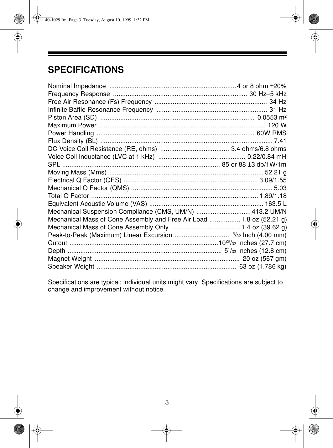 Optimus 40 1029 Users Manual