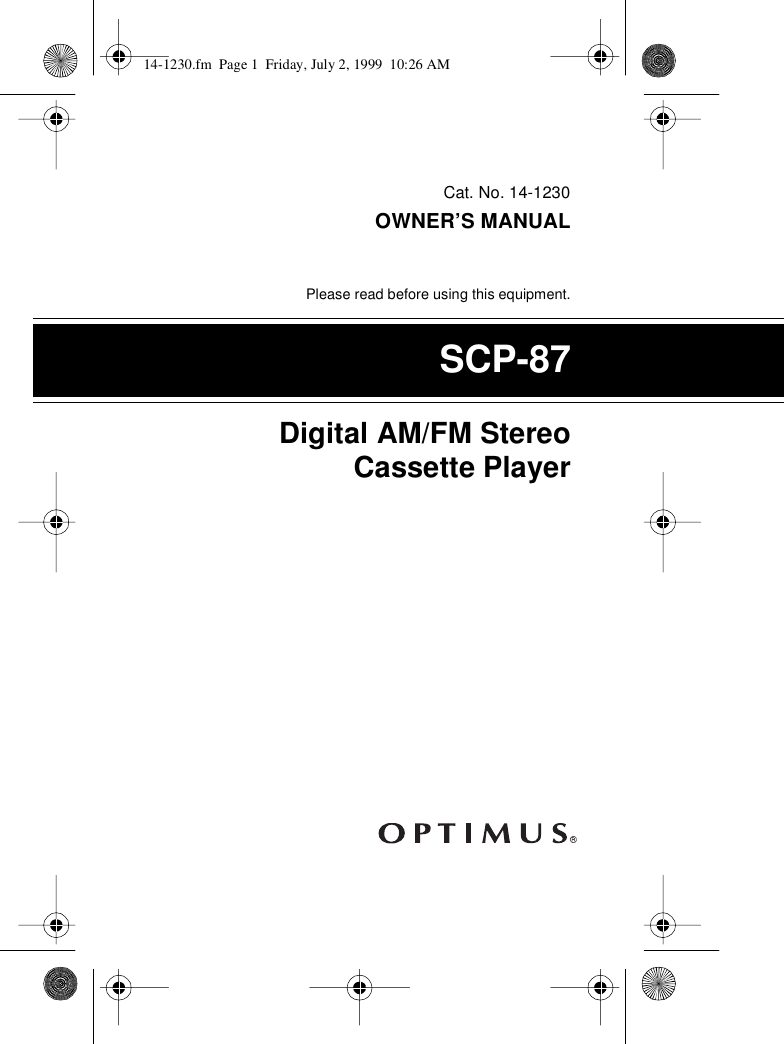 Optimus Scp 87 Users Manual 14 1230