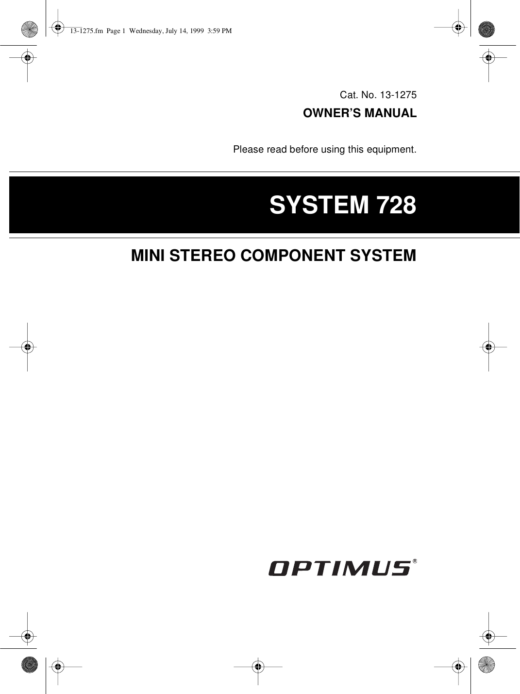 Optimus System 728 Users Manual 13 1275
