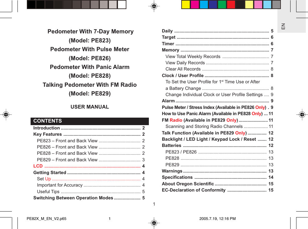 Oregon Scientific Pe826 Users Manual PE82X_M_EN_V2.p65