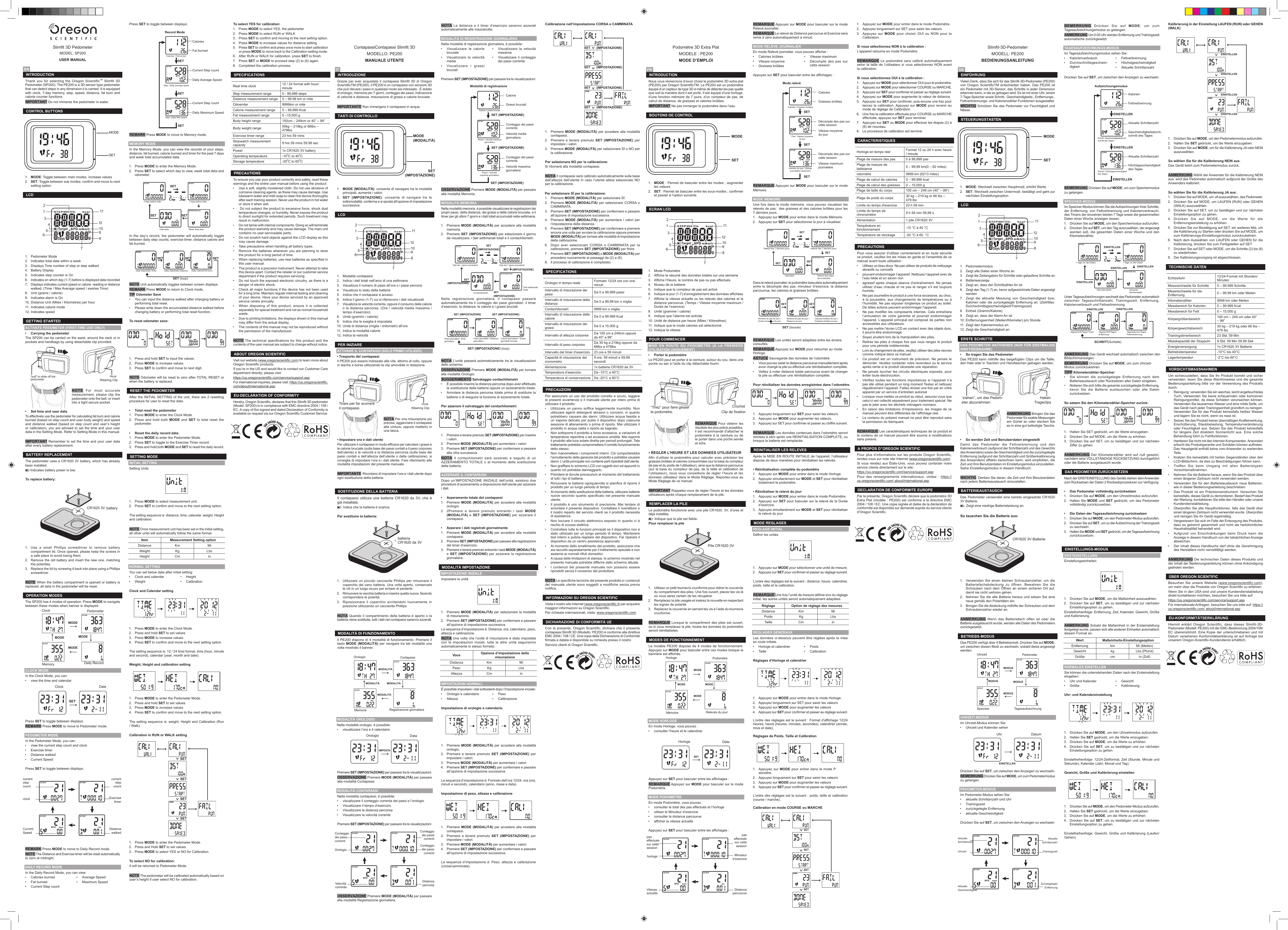 Oregon Scientific Slimfit 3D Sp200 Users Manual