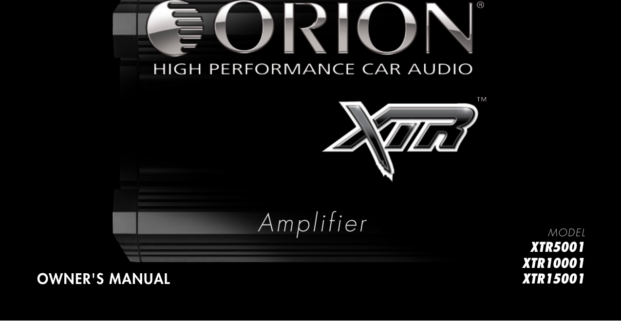 Orion Car Audio Xtr Power Amplifier Xtr10001 Users Manual