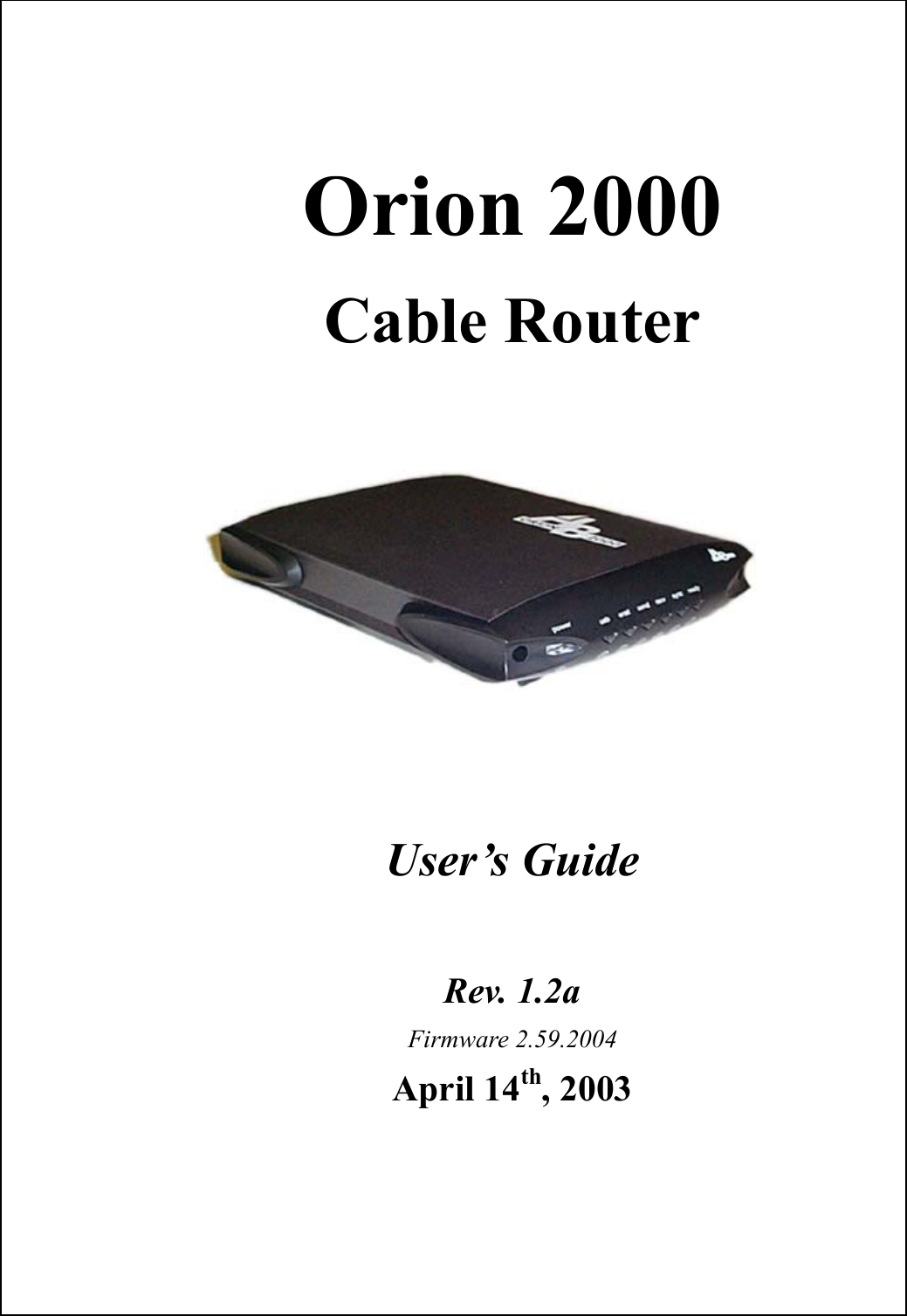 Orion 2000 Users Manual User's Guide 1.2a