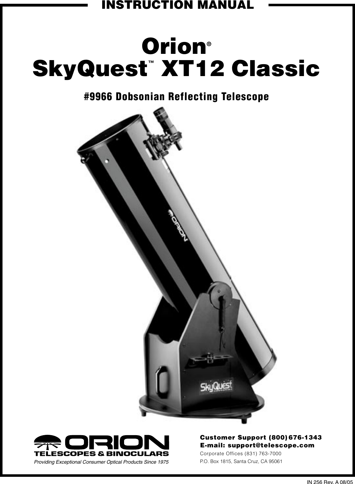 Orion 9966 Users Manual IN 256 SQ XT12 Classic