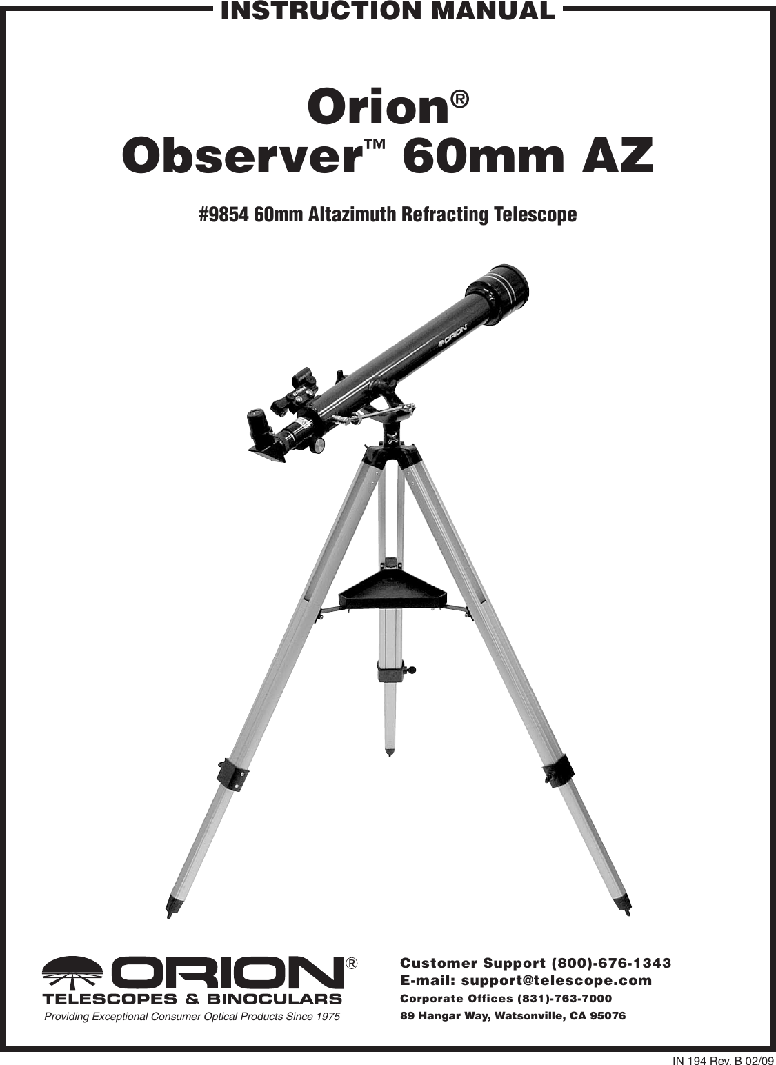 Orion Observer 9854 Users Manual