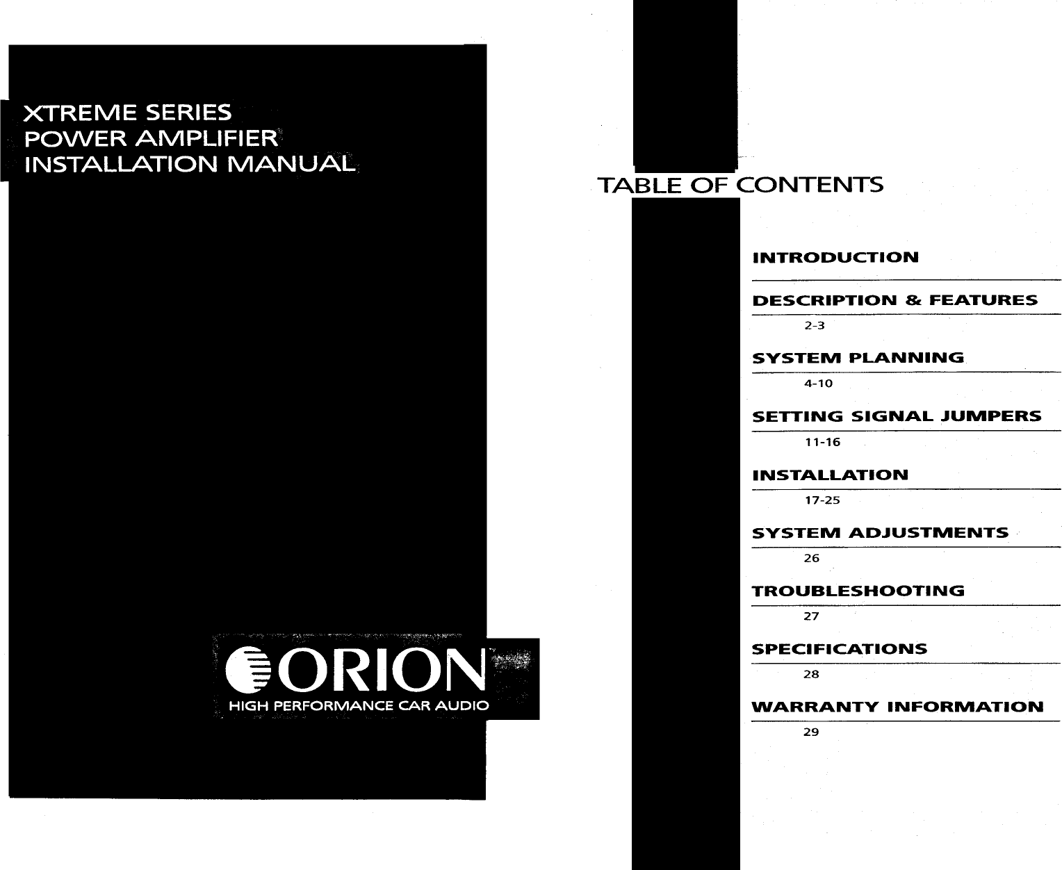 Orion Xtreme Series Users Manual