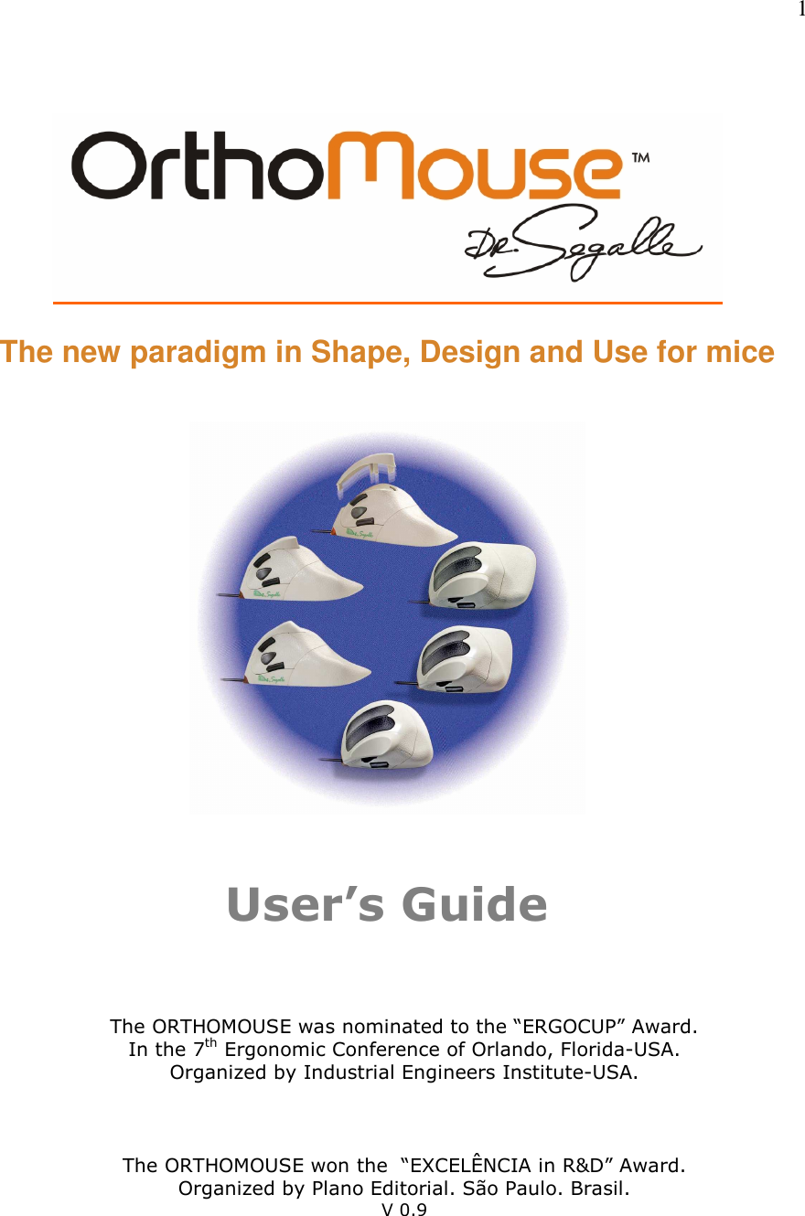 Orthovia 0999 Orthopedic Computer Mouse User Manual OMouseManualE