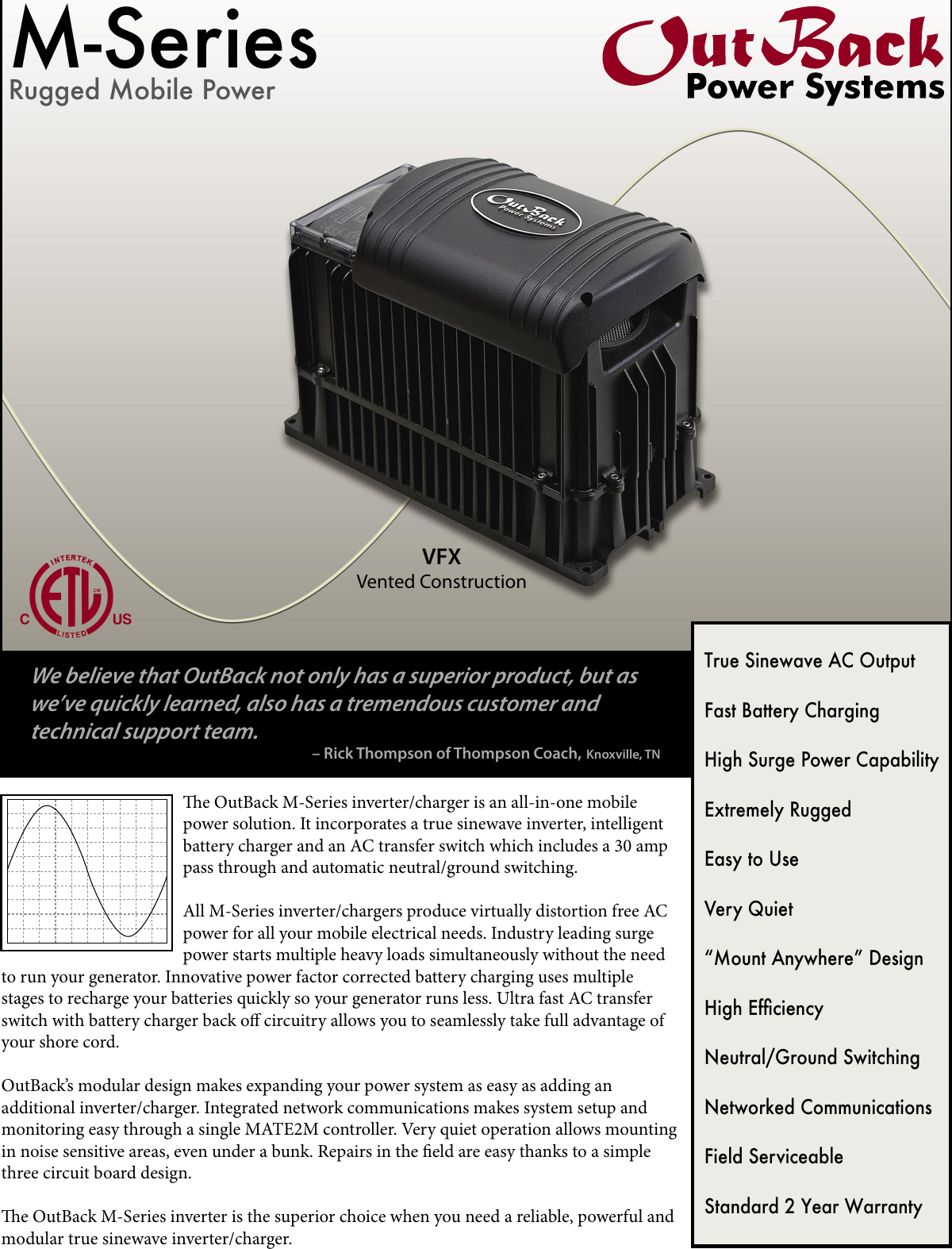 Outback Power Systems M Series Users Manual Mobile RV