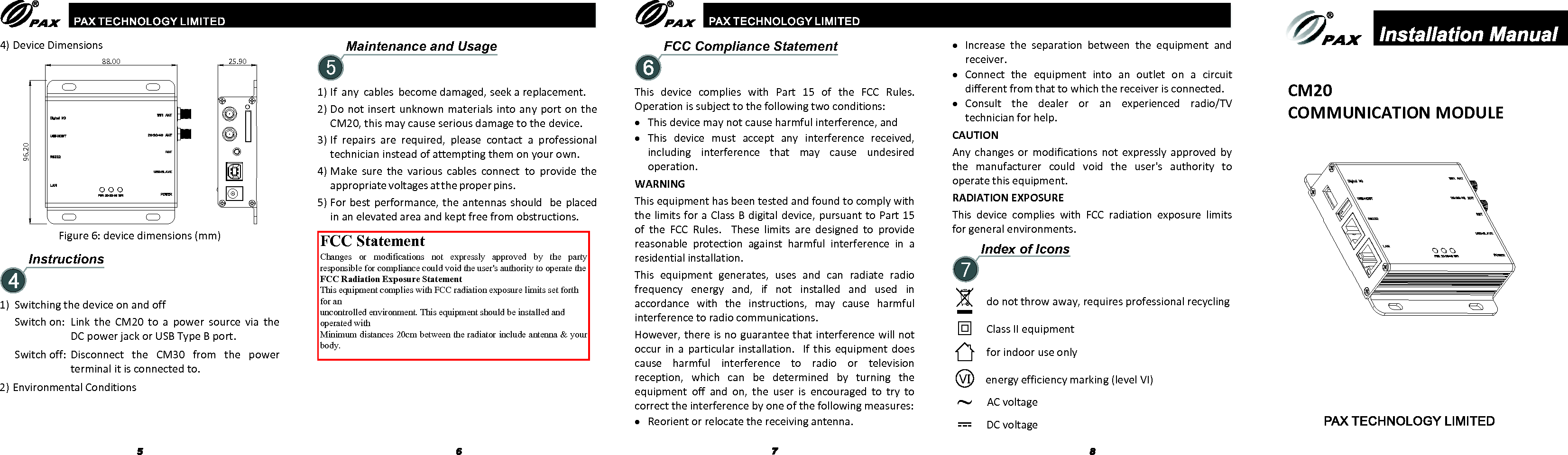 PAX Technology CM20W CM20 Communication Module User Manual IM50020171019