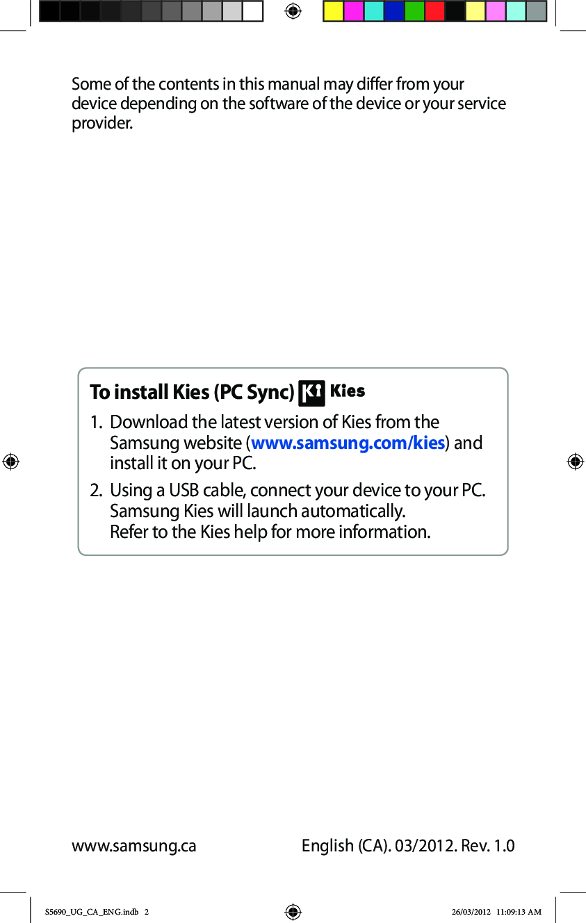 User Guide Samsung GT S5690 English