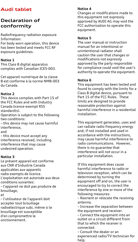 PEGATRON SDIS1N Vehicle Tablet Computer User Manual regulatory statements