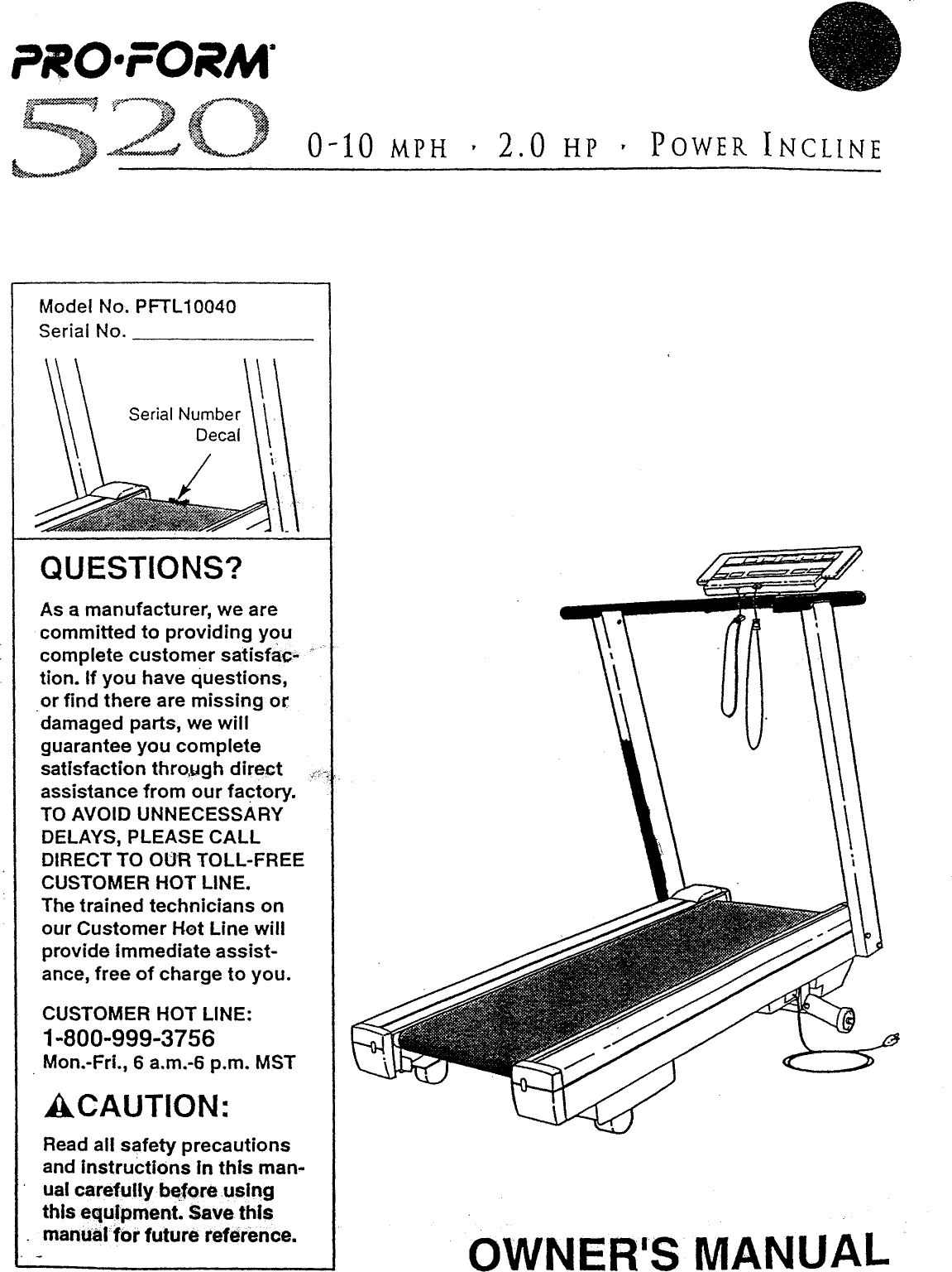 PROFORM Treadmill Manual L1001146
