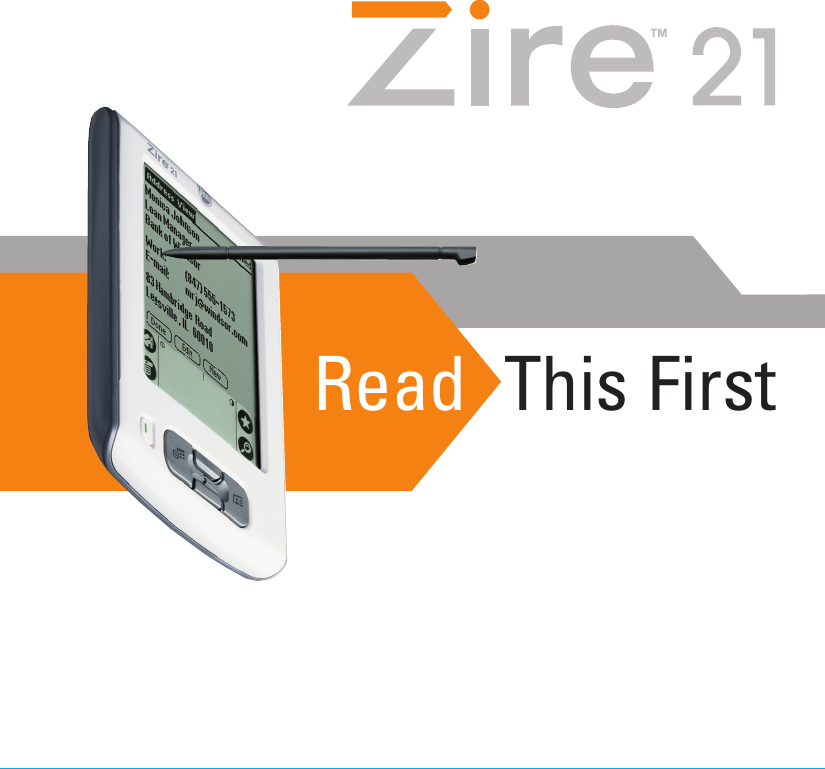 Palm Zire 21 User Guide Read This First