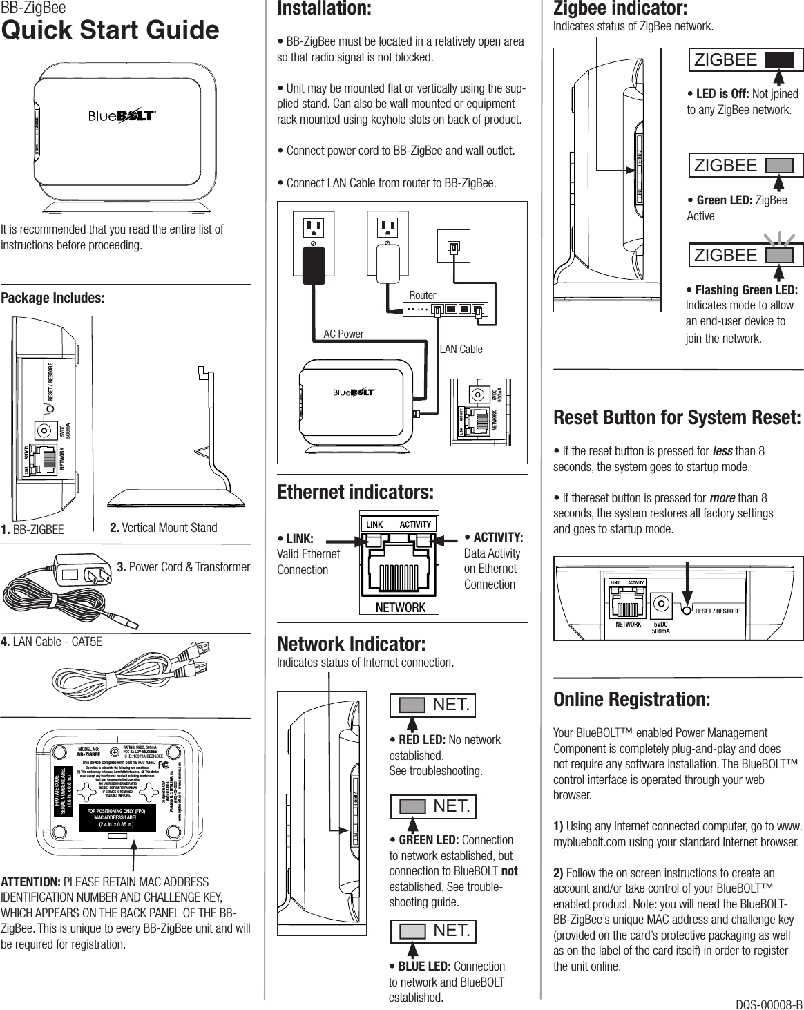 Panamax BBZIGBEE Ethernet to ZigBee Bridge/Gateway User Manual
