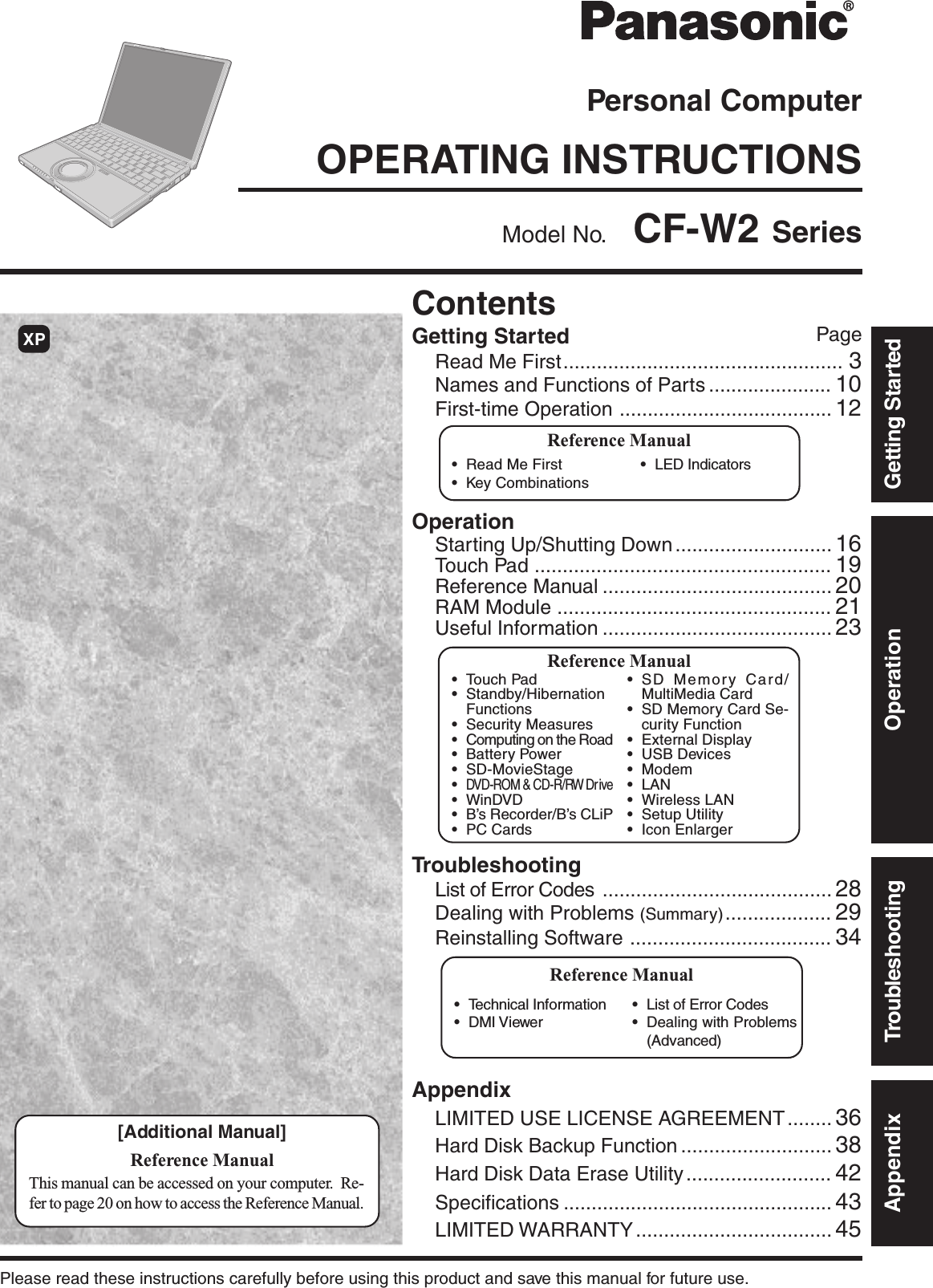 Panasonic of North America 9TGCF-W23 Portable Notebook Computer CF-W2 ...