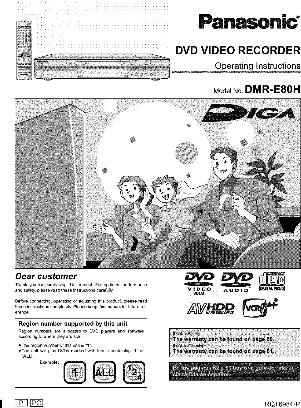 Panasonic DMR E80H User Manual DVD Manuals And Guides L0308338
