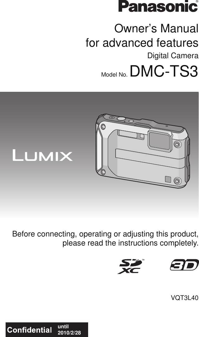 Panasonic Dmc Ts3 Owners Manual
