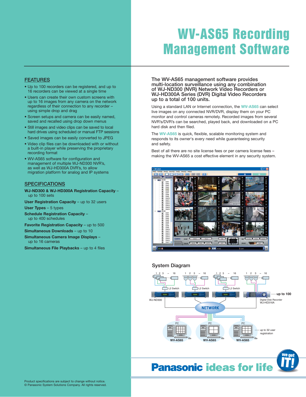 Panasonic Wv As65 Specification Sheet Xprotect Basis+ Spec Ssheet