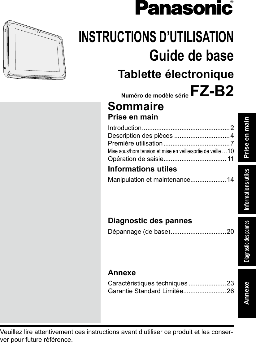 Panasonic Manual : Operating Instructions Basic Guide (French) Fzb2mk2 ...
