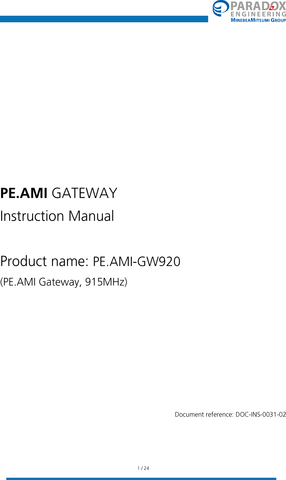 Paradox Engineering 0701142823044 PE.AMI GATEWAY User Manual