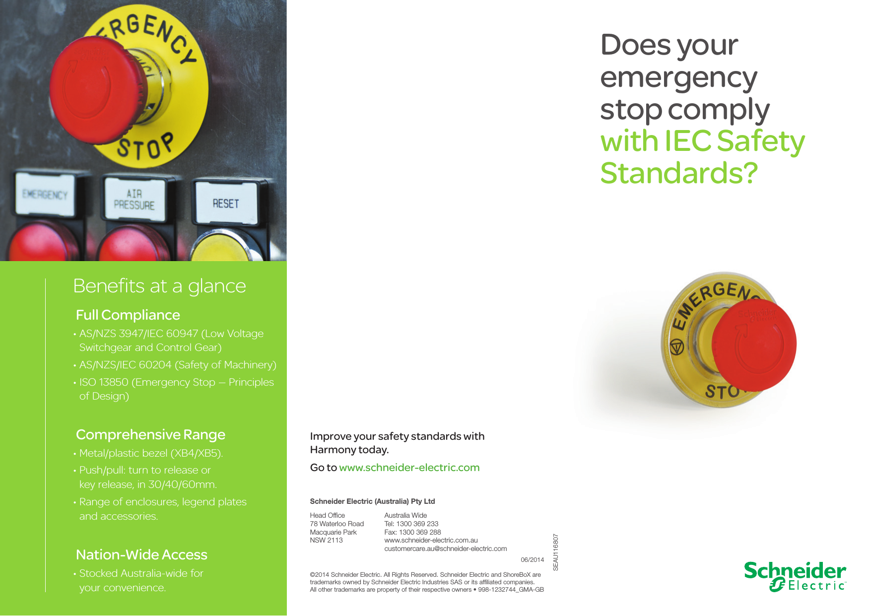 Harmony Emergency Stop Push Button Brochure