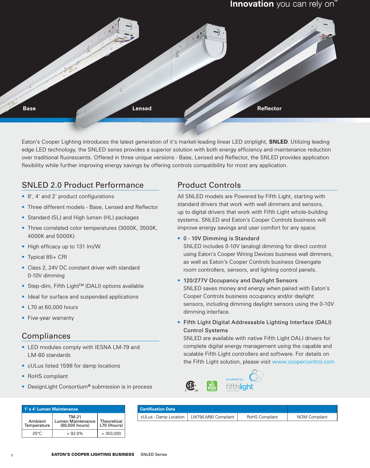 Metalux SNLED Linear LED Striplight Series Brochure