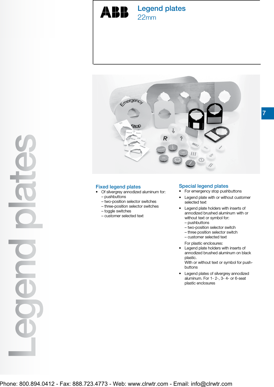 ABB 22mm & 30mm Legend Plates Brochure