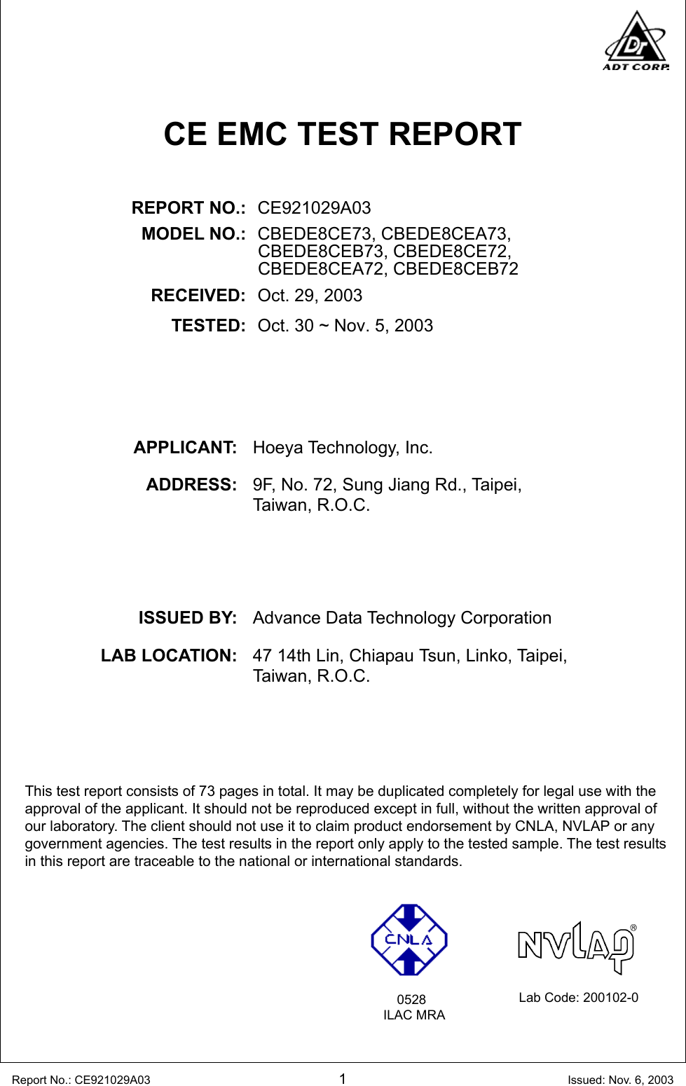 CE921029A03 156752,156745 CE Report Rextron