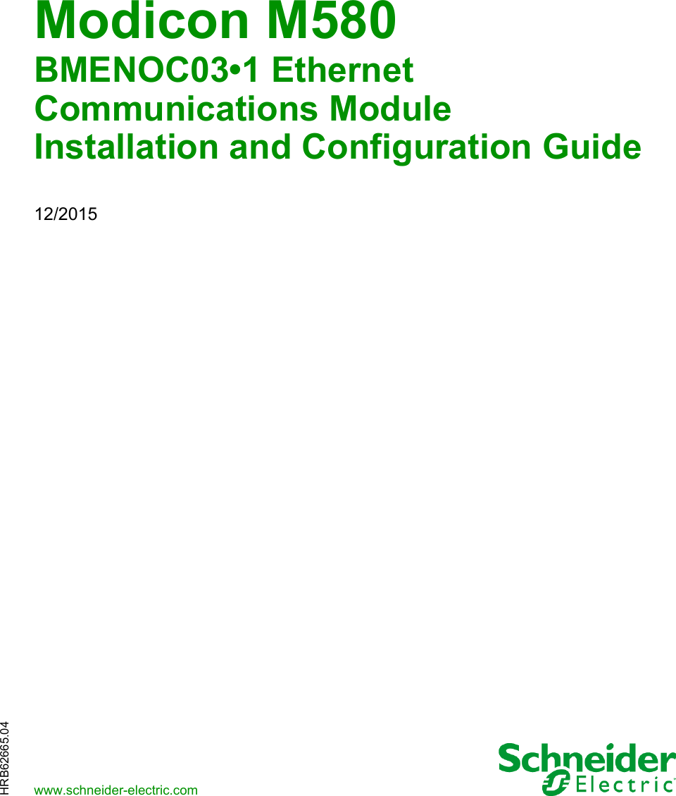 Modicon M580 BMENOC03•1 Ethernet Communications Module Installation And ...
