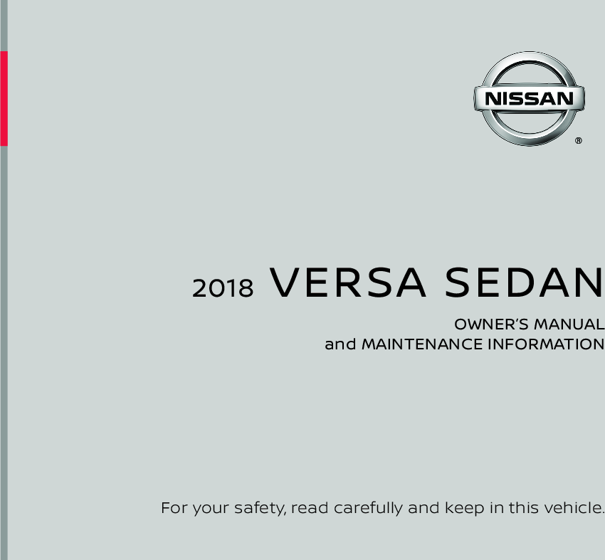 2018 Nissan Versa Sedan | Owner's Manual And Maintenance Information ...
