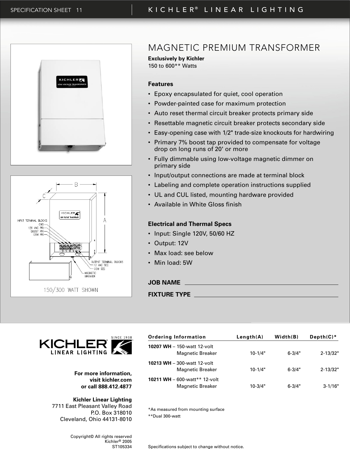 Kichler Spec Sheets.id Brochure