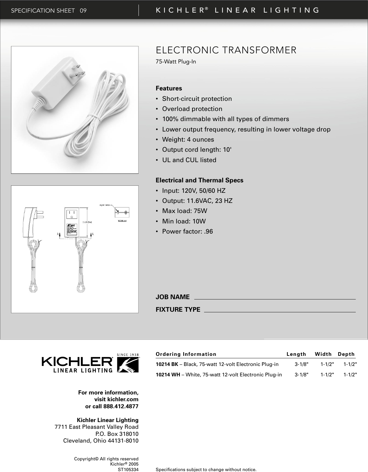 Kichler Spec Sheets.id Brochure