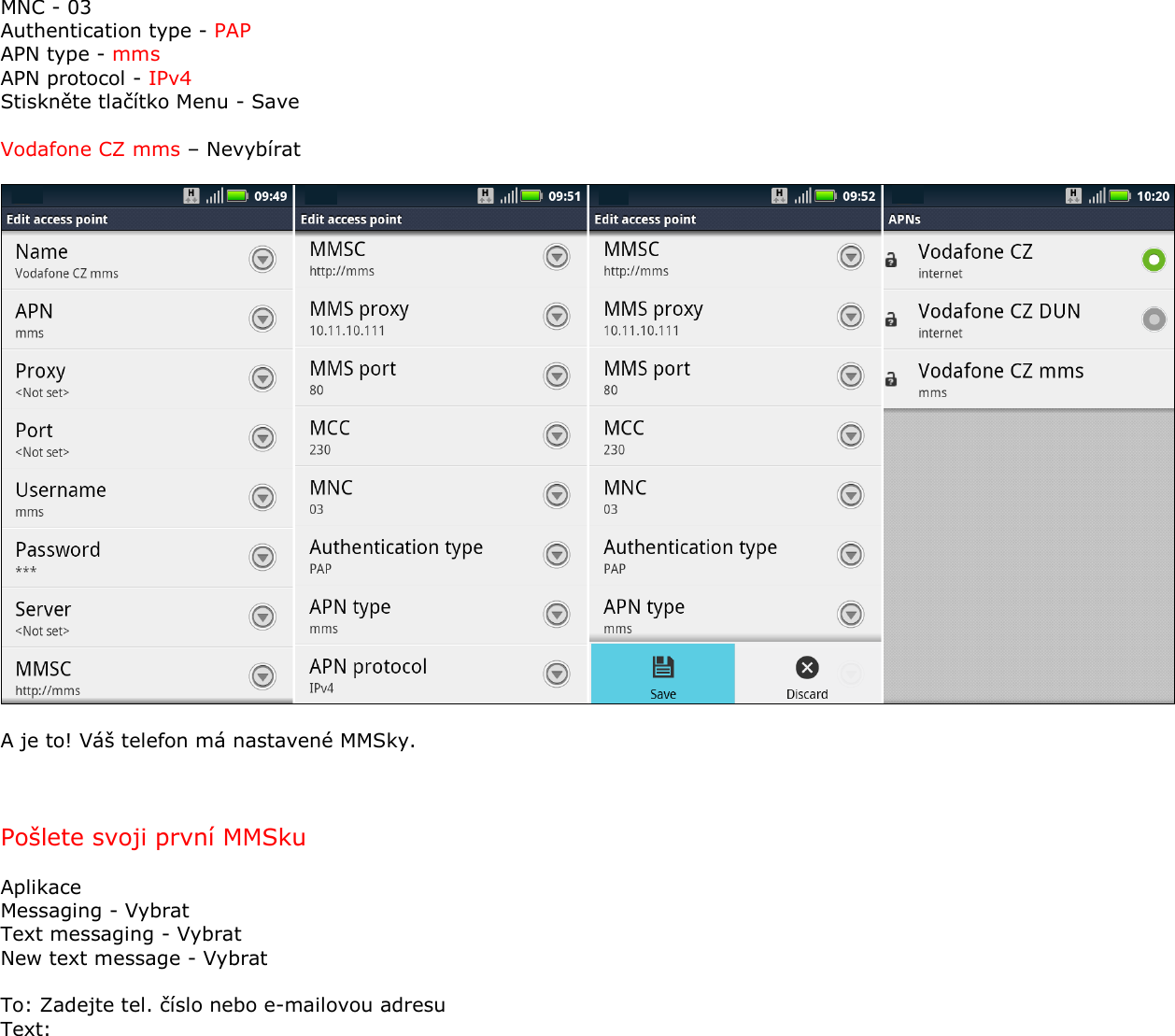 WAP Přes Vytáčené Spojení 284 Mms Motorola Defy Android 2.3.4
