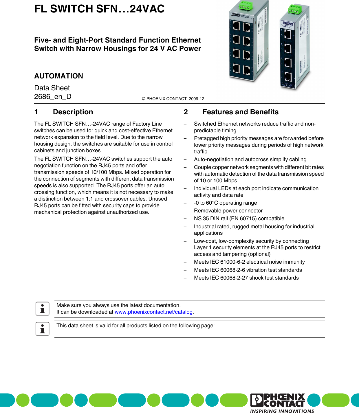 Data Sheet FL SWITCH SFN…24VAC Brochure