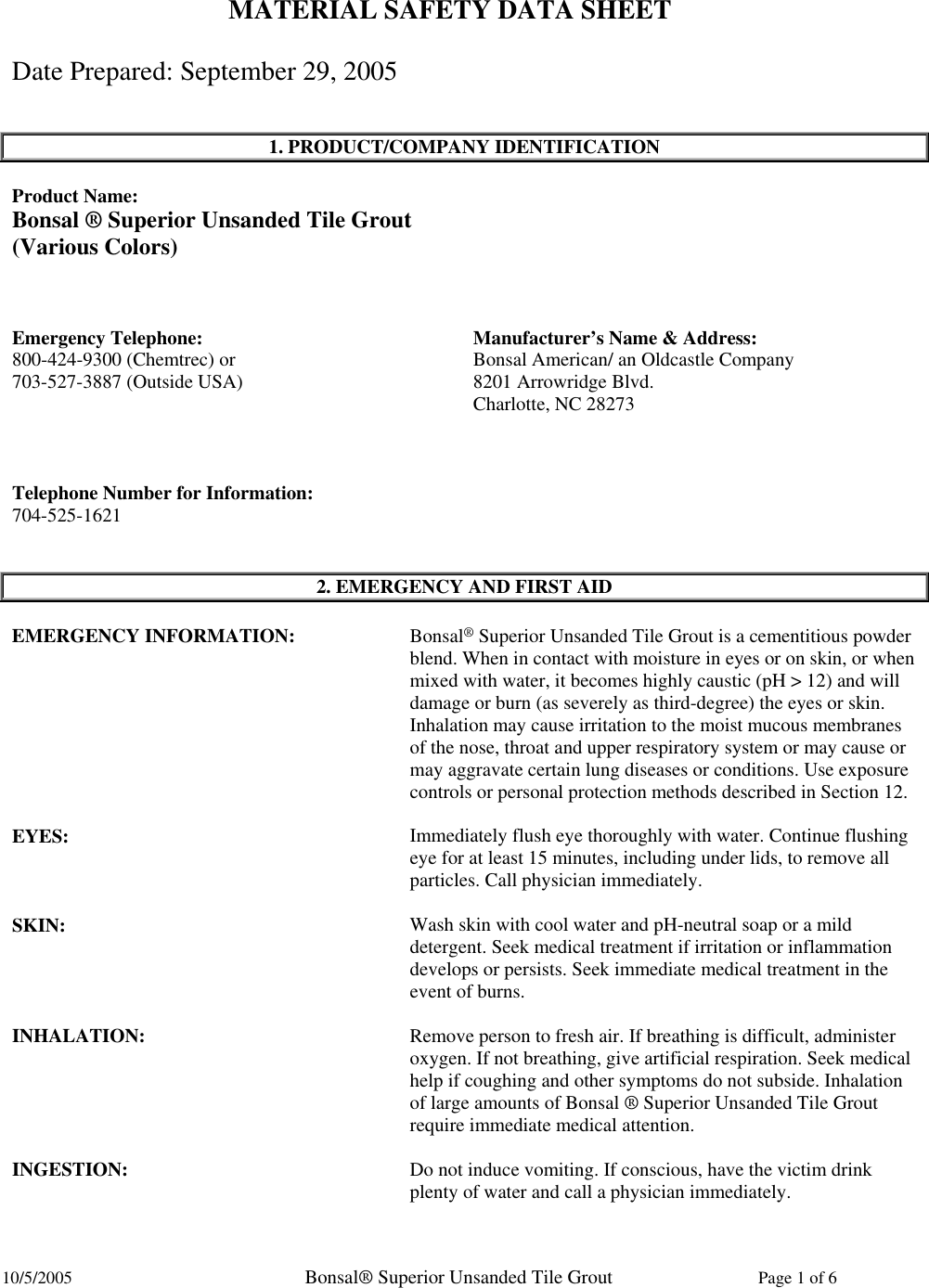 MATERIAL SAFETY DATA SHEET 55780013