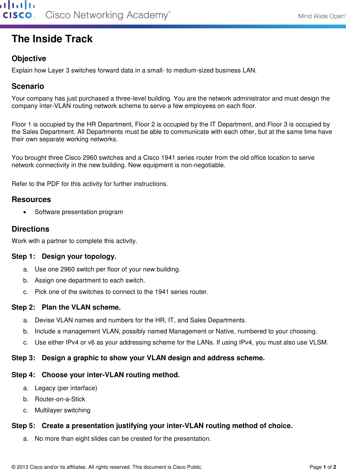 6.4.1.1 The Inside Track Instructions